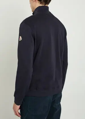 Moncler Logo-embroidered Cotton-blend Sweatshirt - Navy