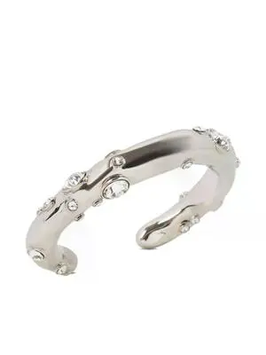 Dries Van Noten Crystal Embellished Open Cuff Bracelet - Silver