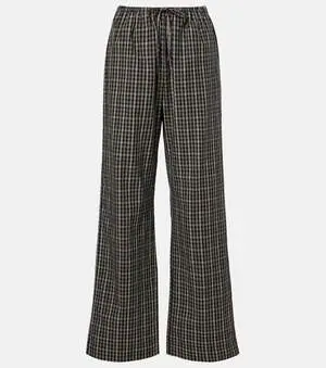 RÓHE Checked Cotton Wide-leg Trousers