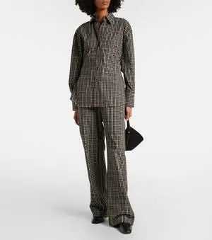 RÓHE Checked Cotton Wide-leg Trousers