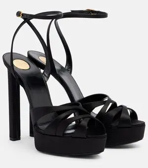Saint Laurent Crepe Satin Platform Sandals - Black