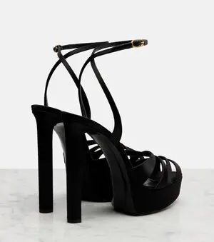 Saint Laurent Crepe Satin Platform Sandals - Black