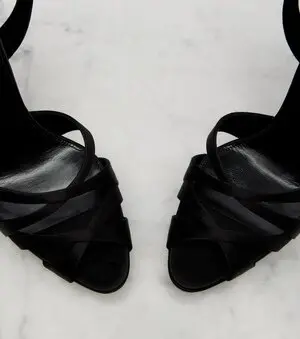Saint Laurent Crepe Satin Platform Sandals - Black