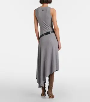 Loewe Belted Ribbed-knit Draped Midi Dress