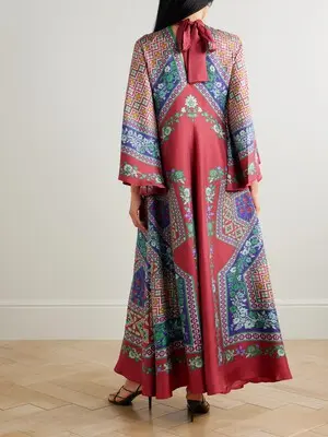 La DoubleJ Magnifico Printed Silk Maxi Dress
