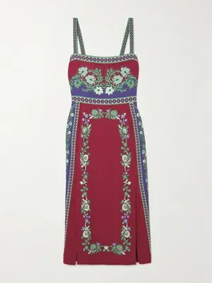 La DoubleJ Buy Me A Martini' Floral-print Stretch-crepe Midi Dress