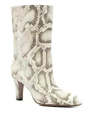 Paris Texas Snakeskin Print Leather Boots