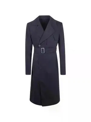 Rick Owens Belted Wool Coat - Blue