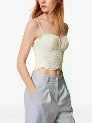 TWINSET Cropped Lace Bustier Top