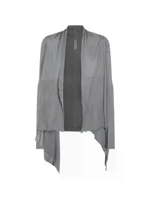 Rick Owens Ribbed Knit Asymmetric Cardigan - Grey