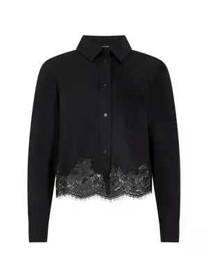 Philipp Plein Cropped Shirt With Embroidered Lace Detail