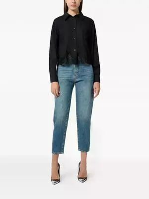 Philipp Plein Cropped Shirt With Embroidered Lace Detail