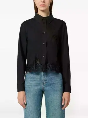 Philipp Plein Cropped Shirt With Embroidered Lace Detail