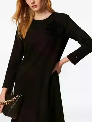 TWINSET Milano Stitch Mini Dress With Removable Flower Brooch