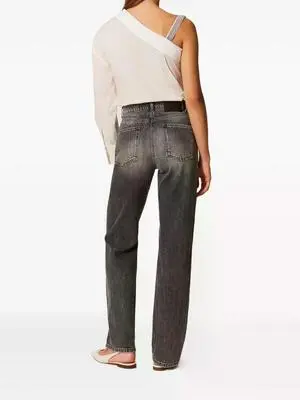 TWINSET Rhinestone Embellished Straight Leg Jeans