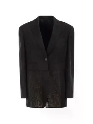 Brunello Cucinelli Single-breasted Blazer With Transparent Insert - Black
