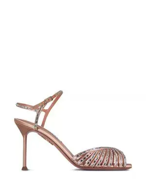 AQUAZZURA Hold Me Embellished Stiletto Sandals - Neutrals