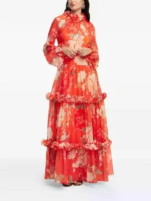 LEO LIN Angela Ruffled Floral Maxi Dress