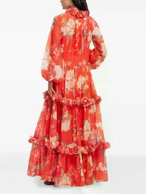 LEO LIN Angela Ruffled Floral Maxi Dress