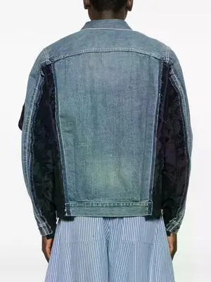 Sacai Panelled Denim Jacket With Zip Detail