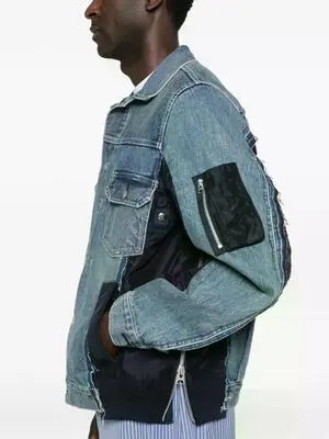 Sacai Panelled Denim Jacket With Zip Detail