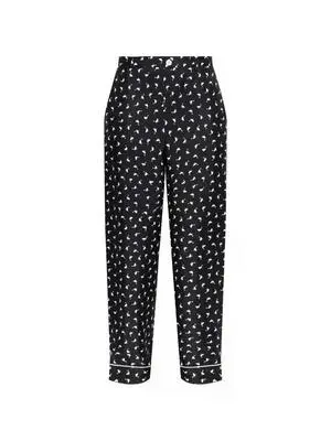 Moschino Printed Straight Leg Trousers - Black