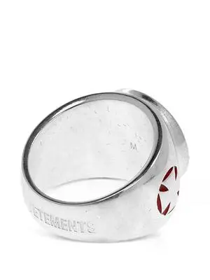 Vetements Tone Cross Ring With Red Accents