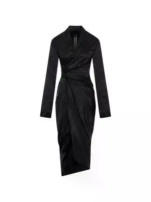 Rick Owens V-neck Long Sleeve Draped Dress