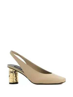Givenchy Tape Leather Slingback Pumps With Gold-tone Heel - Neutrals
