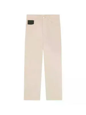 Drole De Monsieur Logo Patch Straight Leg Trousers - Neutrals