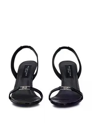 Philipp Plein Croco-effect Slingback Sandals With Jewel Logo