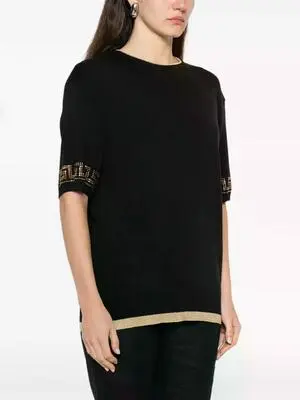 Versace Short-sleeve Embellished Sweater - Black