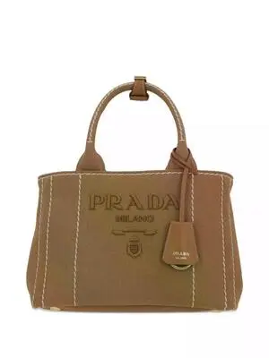 Prada Embroidered Jardinière Tote Bag Brown