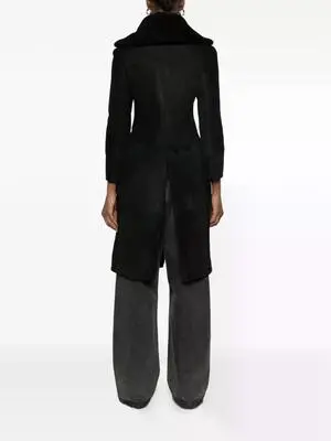 ROMEO GIGLI 1990s Shearling Collar Leather Coat