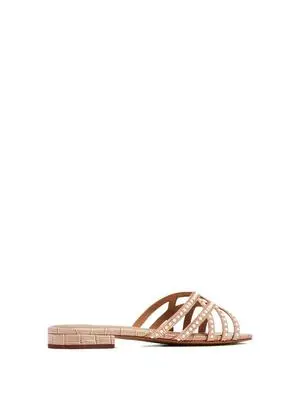 NICOLI Maril Pearl Embellished Sandals - Neutrals