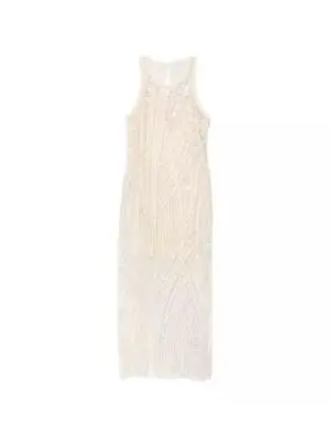 Patrizia Pepe Embroidered Midi Dress - Neutrals