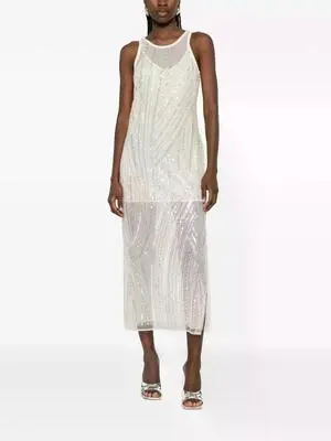 Patrizia Pepe Embroidered Midi Dress With Crystal Embellishments