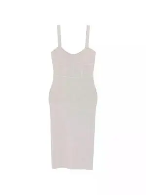 Patrizia Pepe Fitted Jacquard Knit Midi Dress - Grey