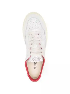 AUTRY Leather Lace-up Sneakers With Red Heel Detail