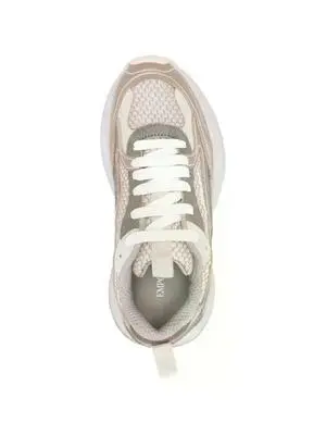 Emporio Armani Leather Sneakers - Neutrals
