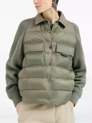 Brunello Cucinelli Quilted Pocket Knit-sleeve Jacket - Green