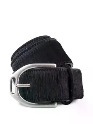 MOLEBO Pony Hair Belt With Silver-tone Buckle - Black