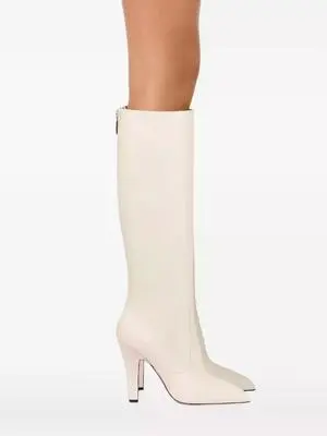 Paris Texas Elsa Pointed Toe Zip Up Cone Heel Boots - Neutrals