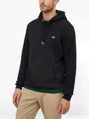 Gant Shield Logo-embroidered Hoodie - Black