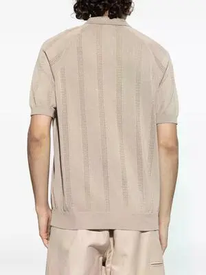 Eleventy Zip Striped Knitted Polo Shirt