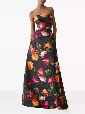 Carolina Herrera Chrysanthemum-print Strapless Maxi Dress