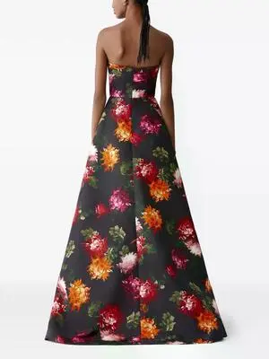 Carolina Herrera Chrysanthemum-print Strapless Maxi Dress