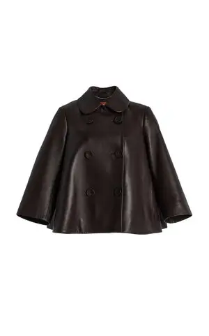 Altuzarra Hayden Cropped Leather Cape Coat - Brown
