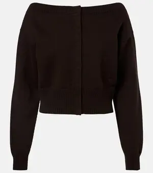 TOM FORD Off-shoulder Cashmere Cardigan - Brown