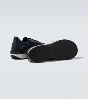 Brioni Knitted Sneakers With Leather Trim